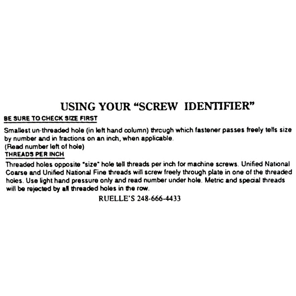 Buy SAE/Inch Screw Checker (#4 to 1/2") - Made in USA at Prime Tools ...